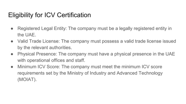 ICV Certificate : Your Guide to Success in the UAE Market | PPT