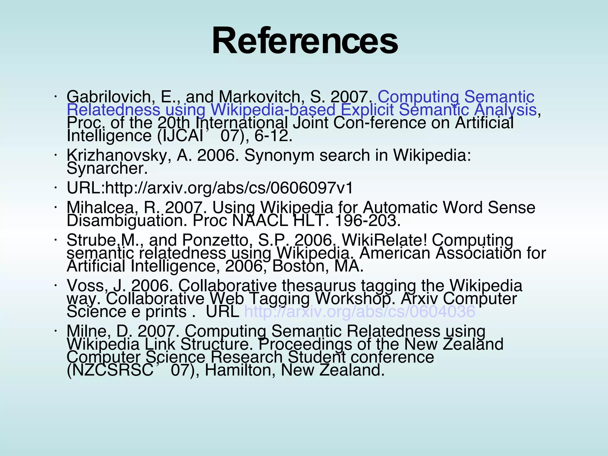 Wikipedia as an Ontology for Describing Documents | PPT | Technology & Computing