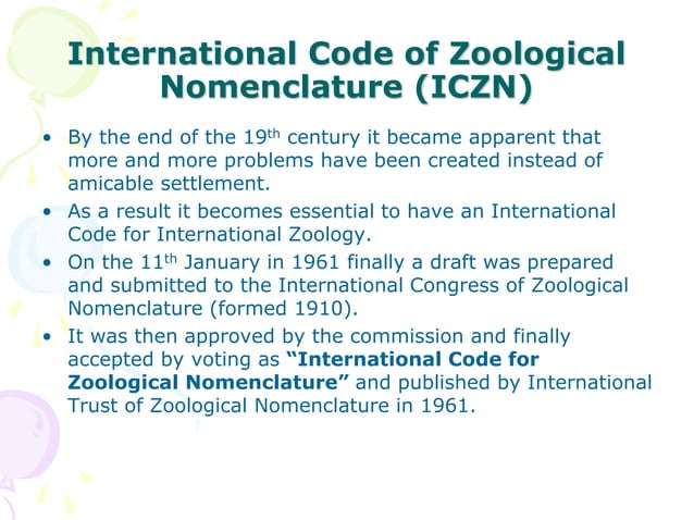 Iczn(The International Commission on Zoological Nomenclature ) | PPTX ...