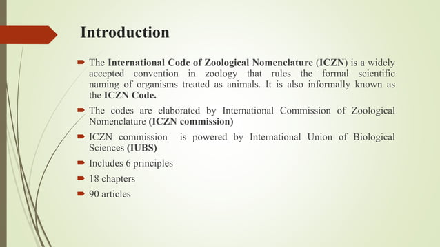 International Code of Zoological Nomenclature articles 1-9 | PPTX