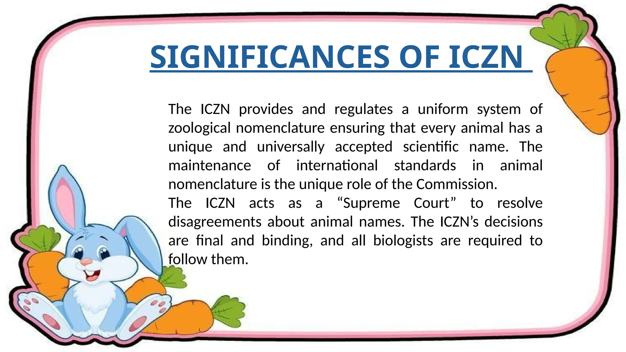 iczn(International Code of Zoological Nomenclature) | PPTX