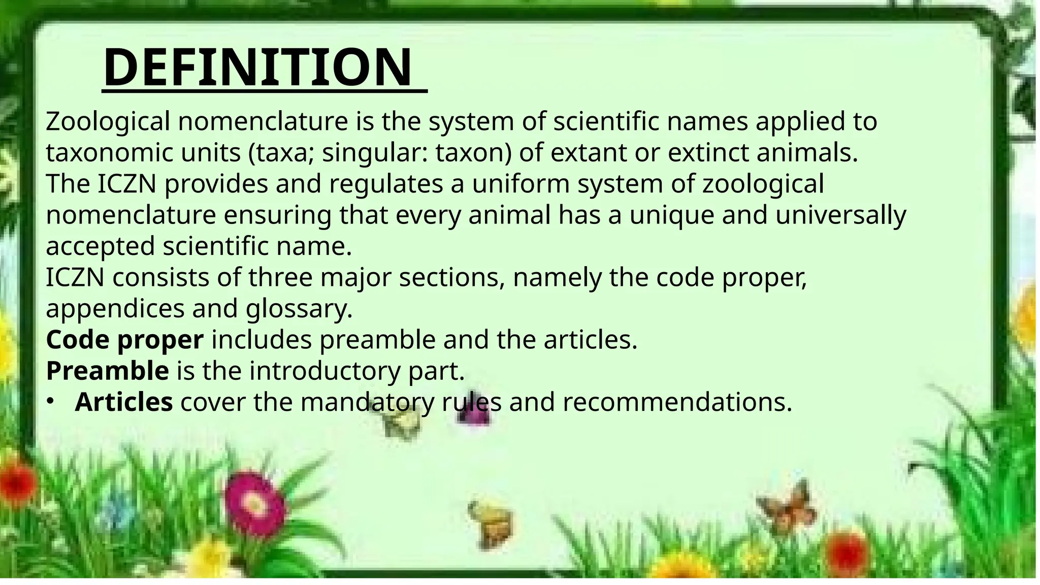 iczn(International Code of Zoological Nomenclature) | PPTX