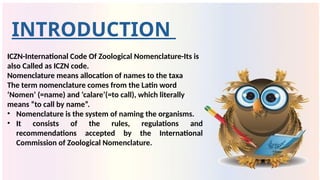 iczn(International Code of Zoological Nomenclature) | PPTX