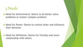 McClelland's Theory of Needs | PPTX
