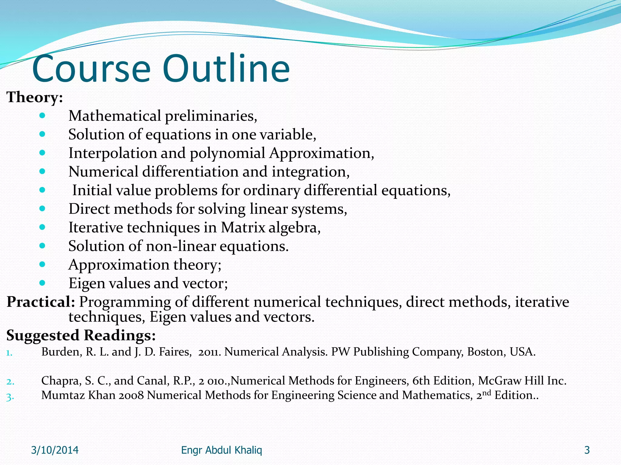 Engineering Numerical Analysis Lecture-1 | PPTX