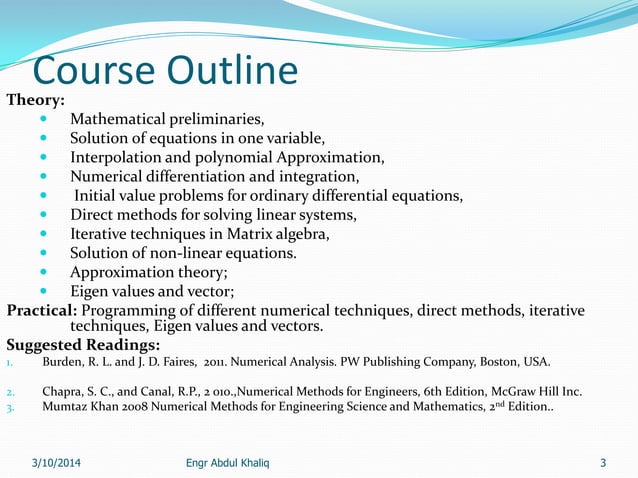 Engineering Numerical Analysis Lecture-1 | PPTX