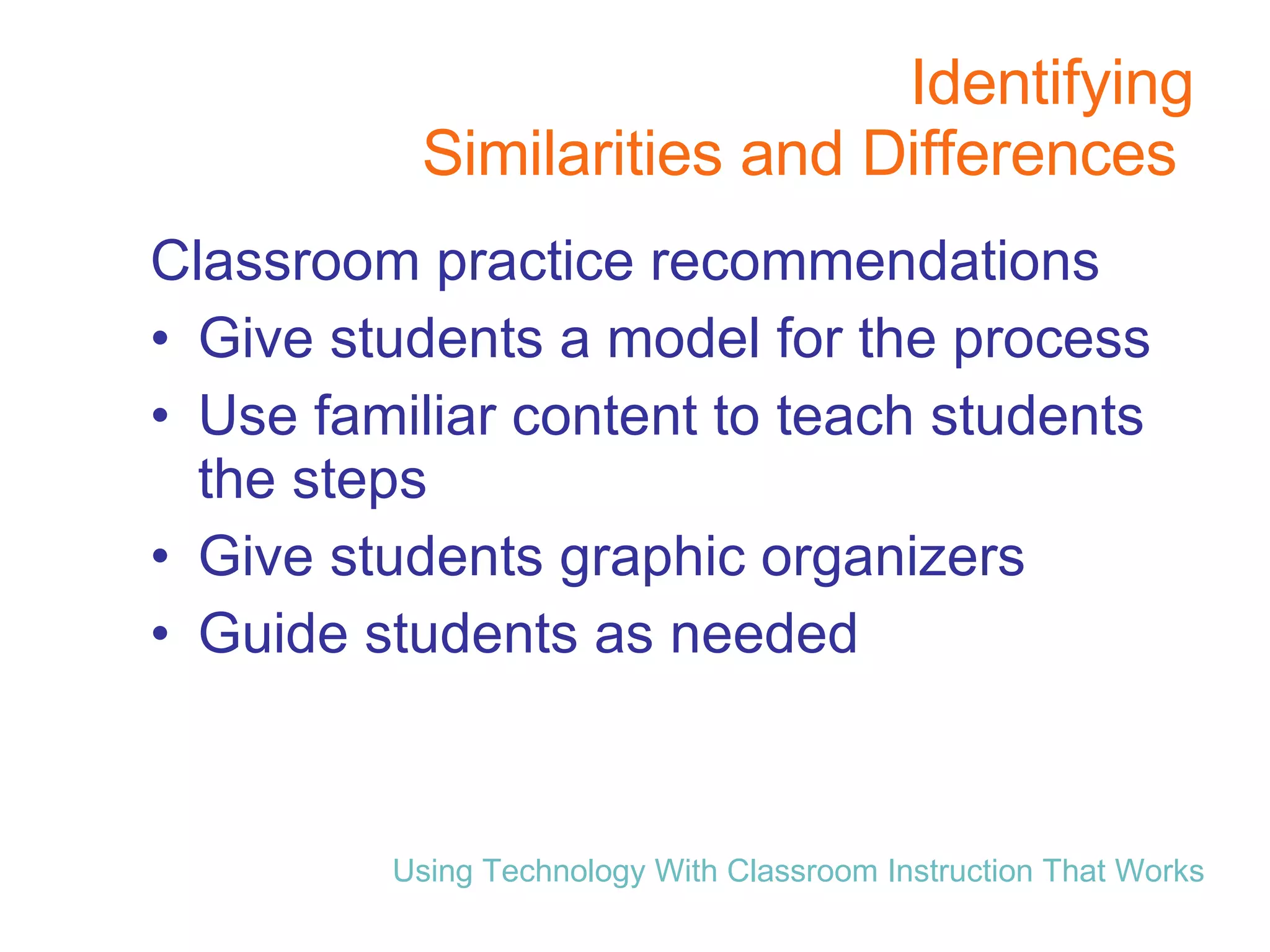 Marzano: Identifying Similarities and Differences | PPT