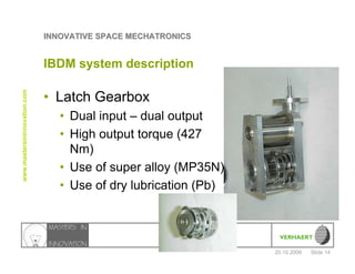 Innovative Space Mechatronics Verhaert Space | PDF