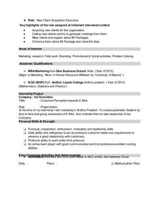 L Madhusudhan Rao resume | PDF