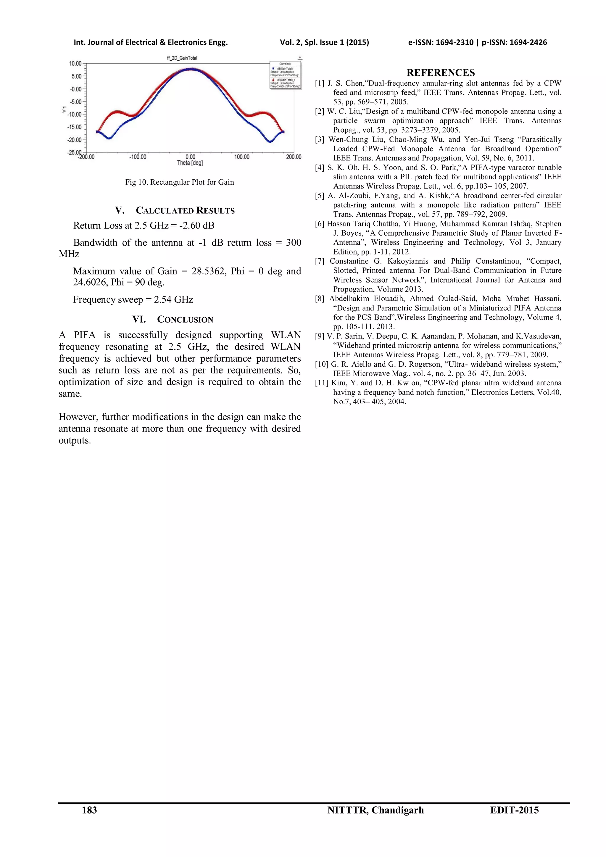 Design of Planar Inverted F-Antenna for Multiband Applications | PDF
