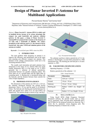 Design of Planar Inverted F-Antenna for Multiband Applications | PDF