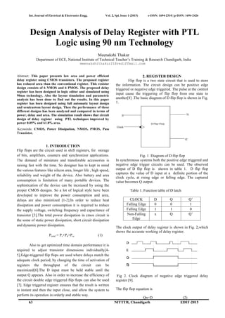 Design Analysis of Delay Register with PTL Logic using 90 nm Technology ...