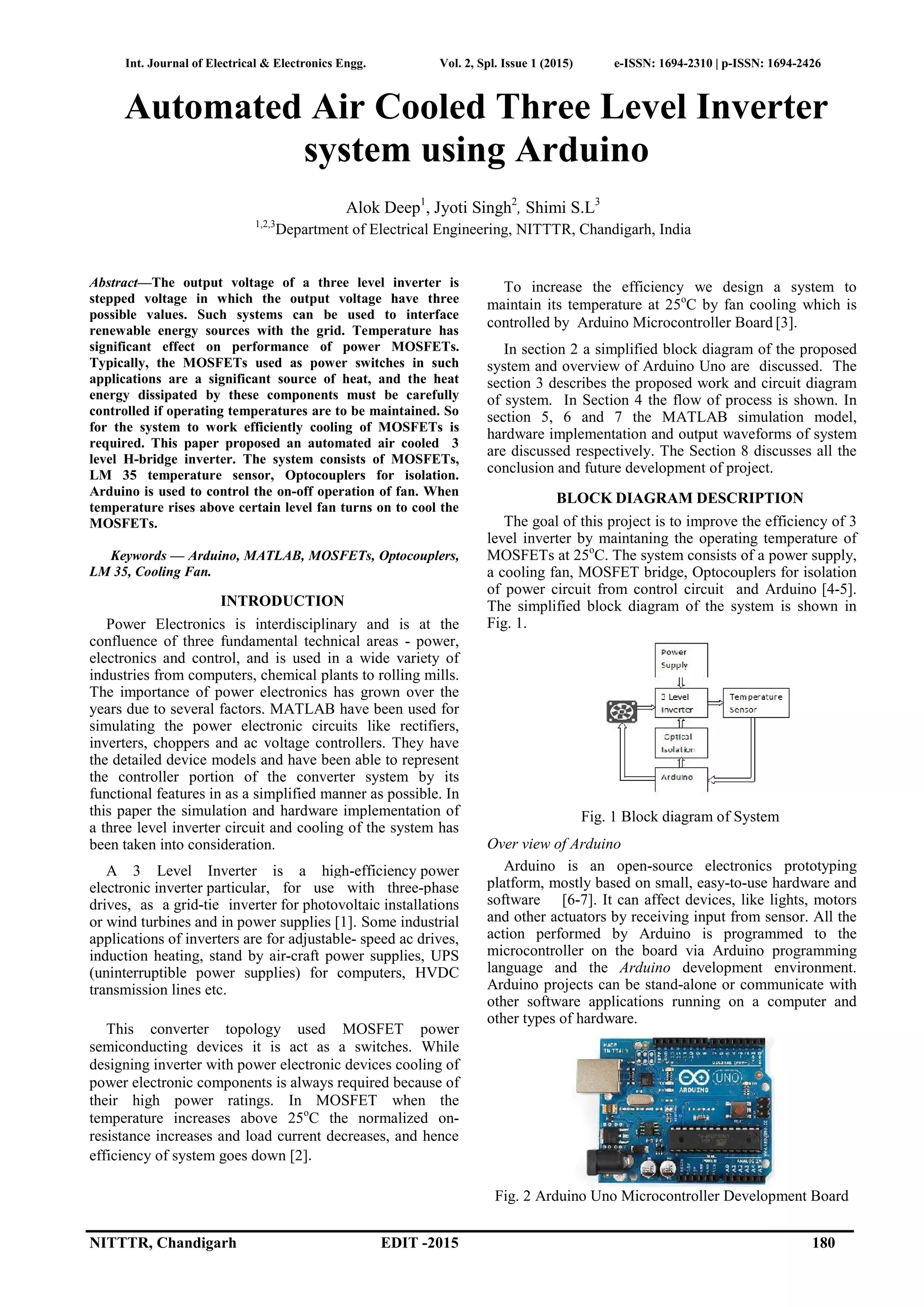 Automated Air Cooled Three Level Inverter system using Arduino | PDF