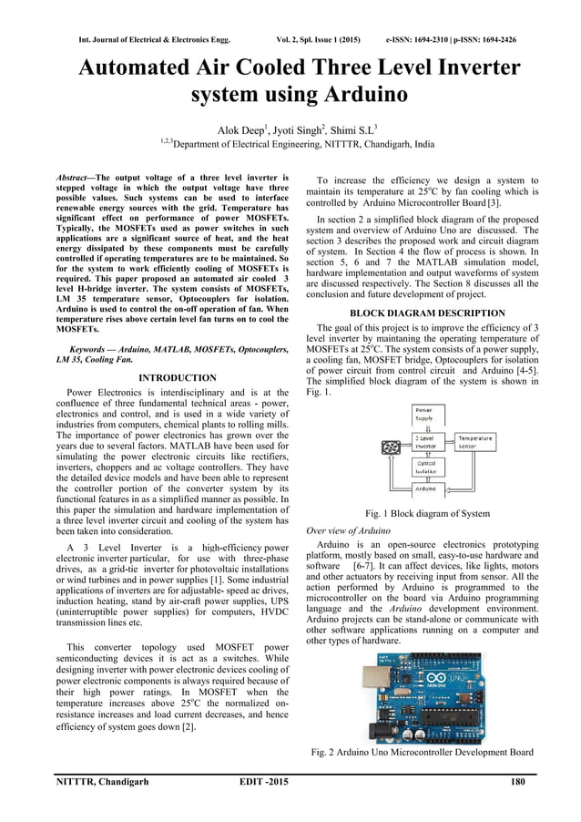 Automated Air Cooled Three Level Inverter system using Arduino | PDF