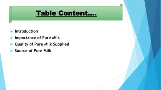 Importance of Purity of Milk | PPTX
