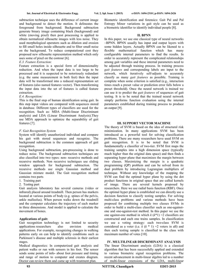 Gait Recognition using MDA, LDA, BPNN and SVM | PDF | Computing | Technology & Computing