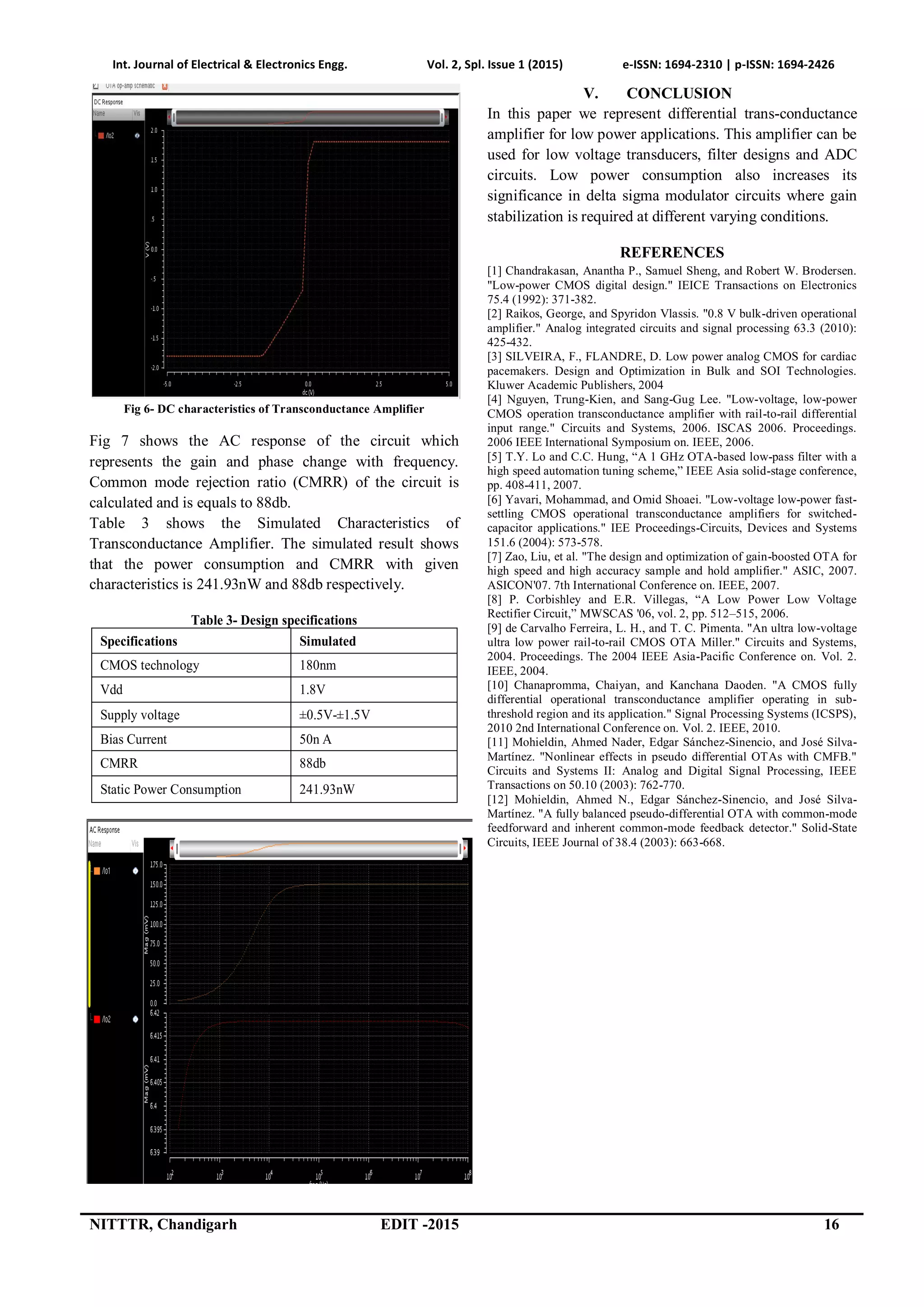 Efficient Design of Differential Trans- Conductance Amplifier with Sub ...