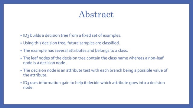 Id3 algorithm | PPTX | Physics | Science