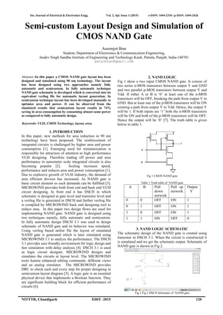 Semi-custom Layout Design and Simulation of CMOS NAND Gate | PDF