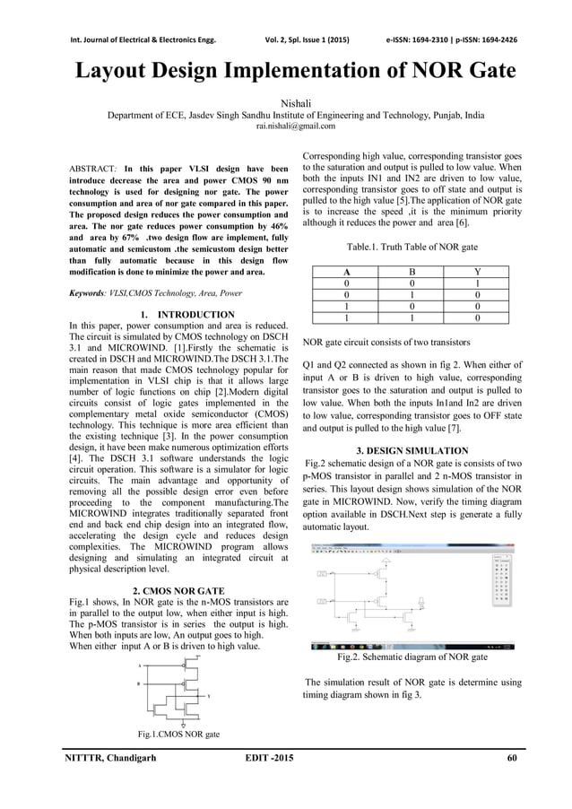 Layout Design Implementation of NOR Gate | PDF | Technology & Computing