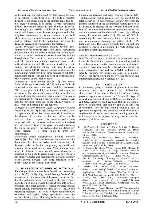 A Review Report on Existing Routing Protocols in Vehicular Ad Hoc Networks (VANETS) | PDF