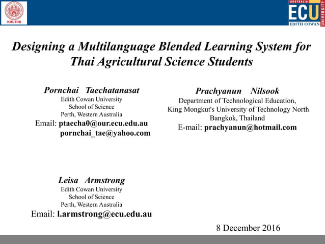 Designing a Multilanguage Blended Learning System for Thai agricultural ...