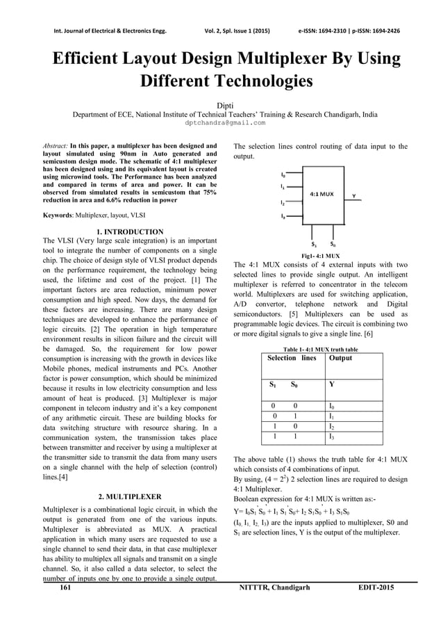Efficient Layout Design Multiplexer By Using Different Technologies | PDF
