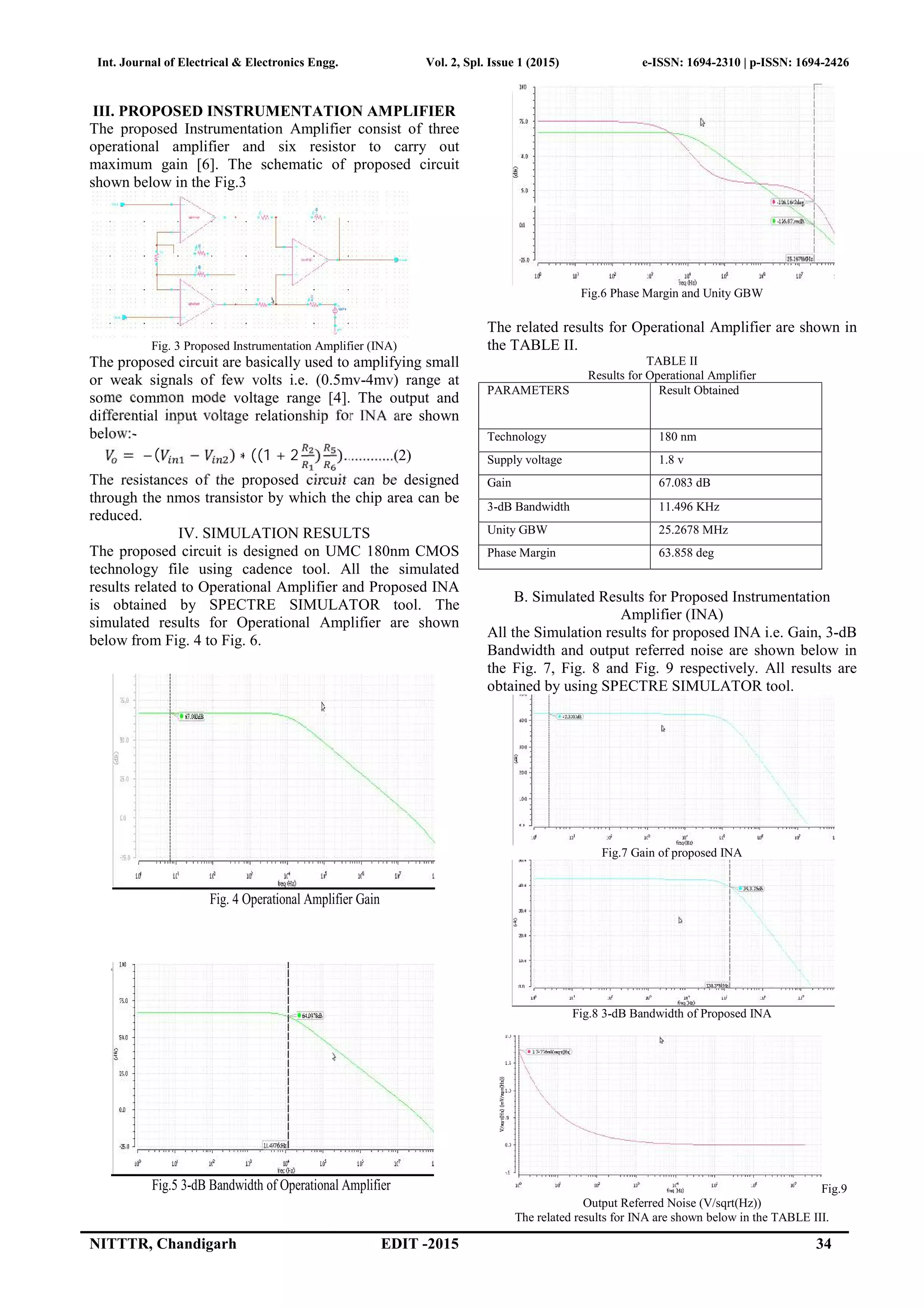 High Gain, Low Noise Instrumentation Amplifier Using Three Operational Amplifiers for Weak ...