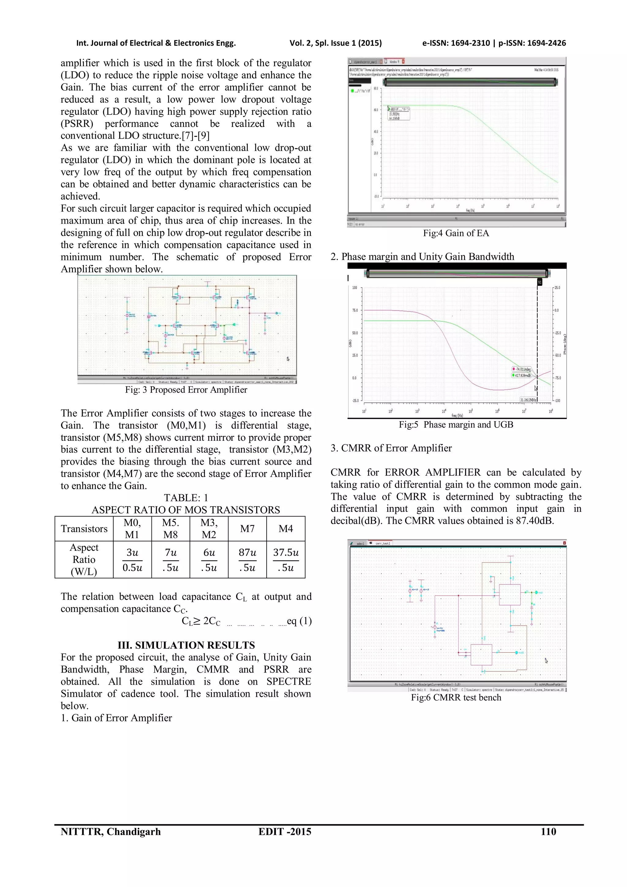 Design of Low Power, High PSRR Error Amplifier for Low Drop-Out CMOS Voltage Regulator | PDF