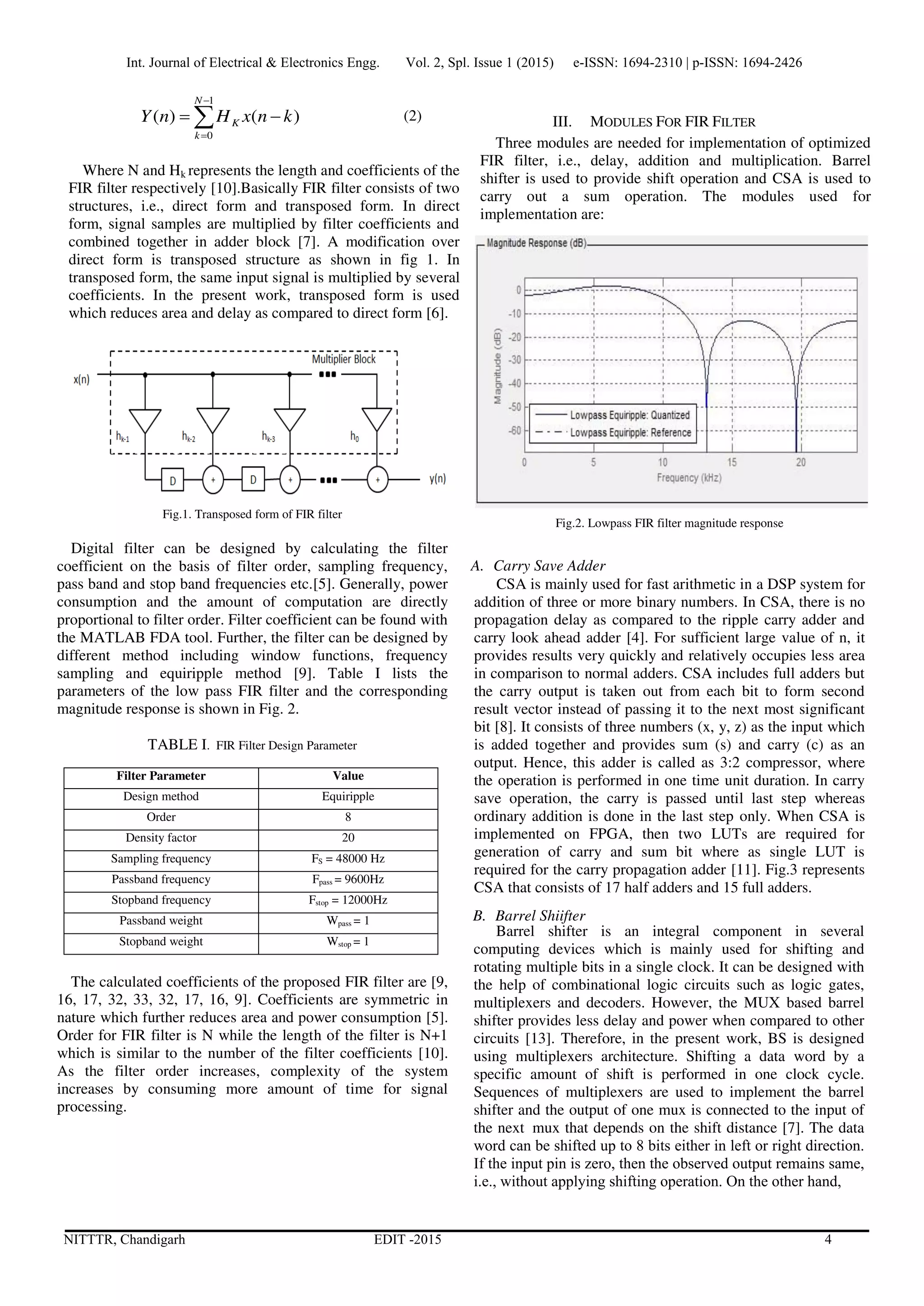 Design of Optimized FIR Filter Using FCSD Representation | PDF