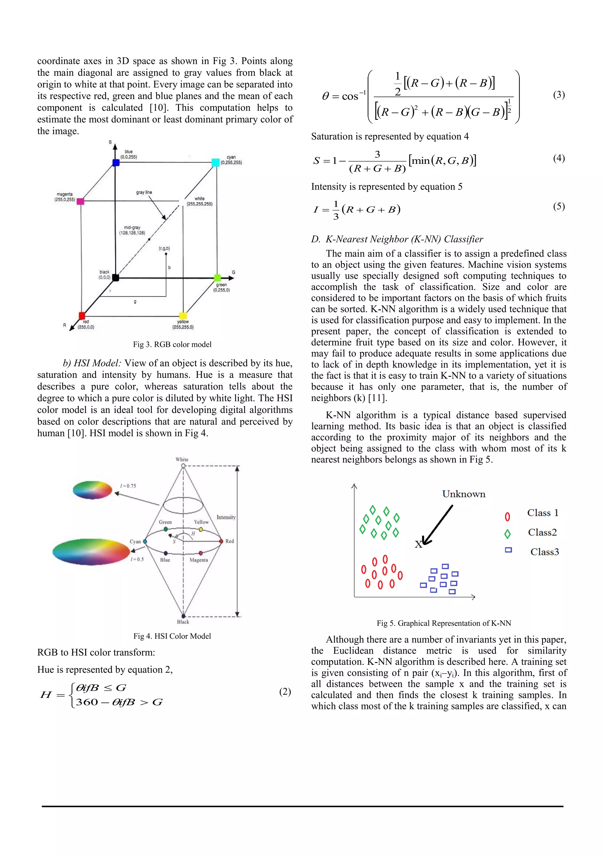 Computer Vision based Model for Fruit Sorting using K-Nearest Neighbour classifier | PDF