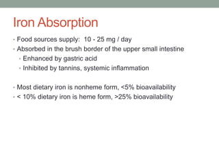 Iron deficiency anemia management, risk factors, physiology of iron ...