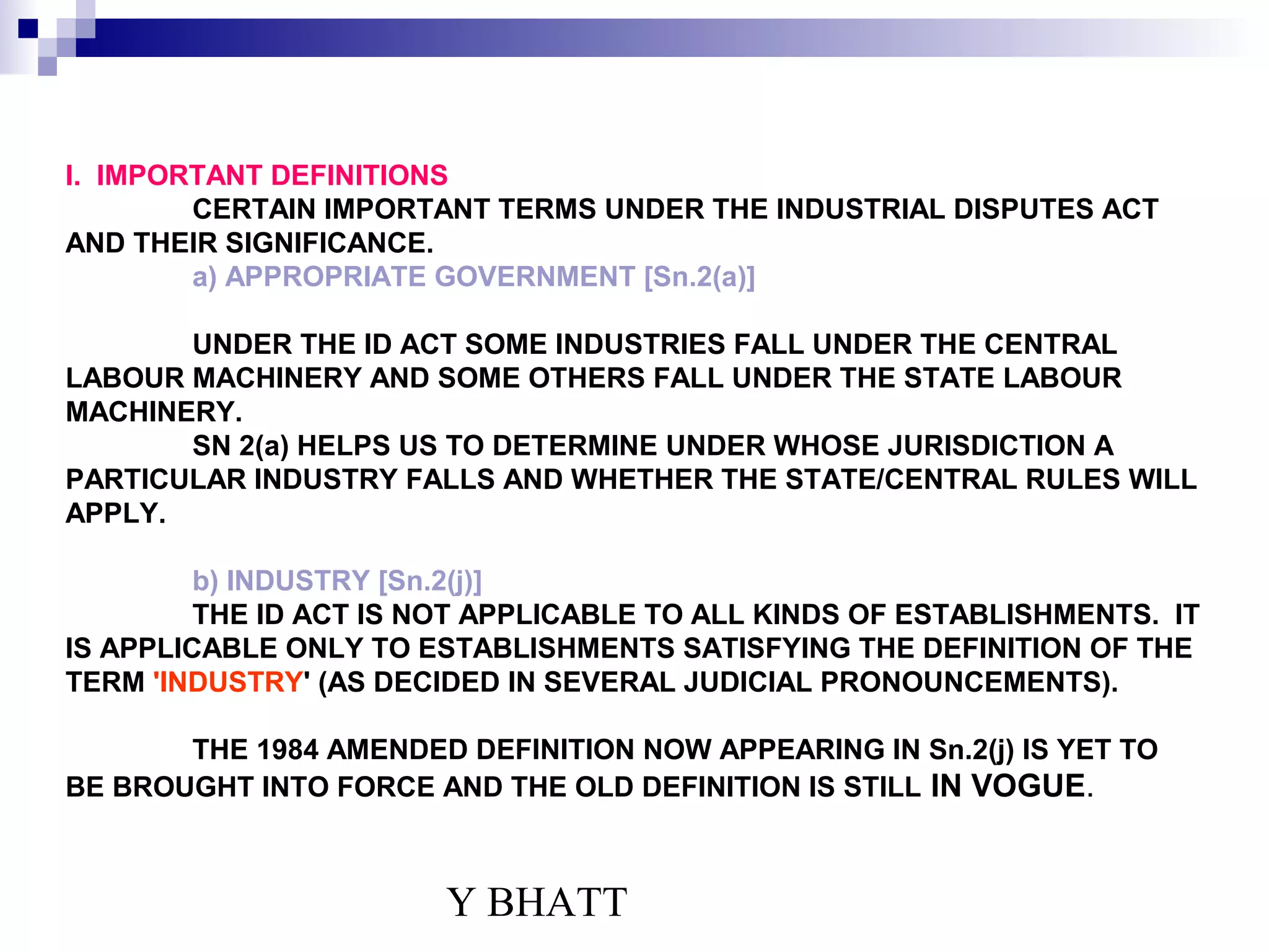 Industrial dispute act 1947-974 | PPT
