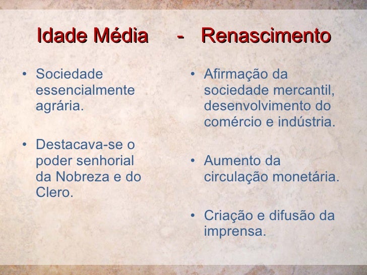 Idade Media Renascimento
