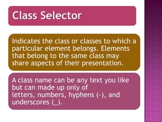 Id and class selector | PPTX