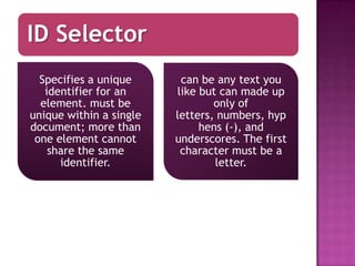 Id and class selector | PPTX