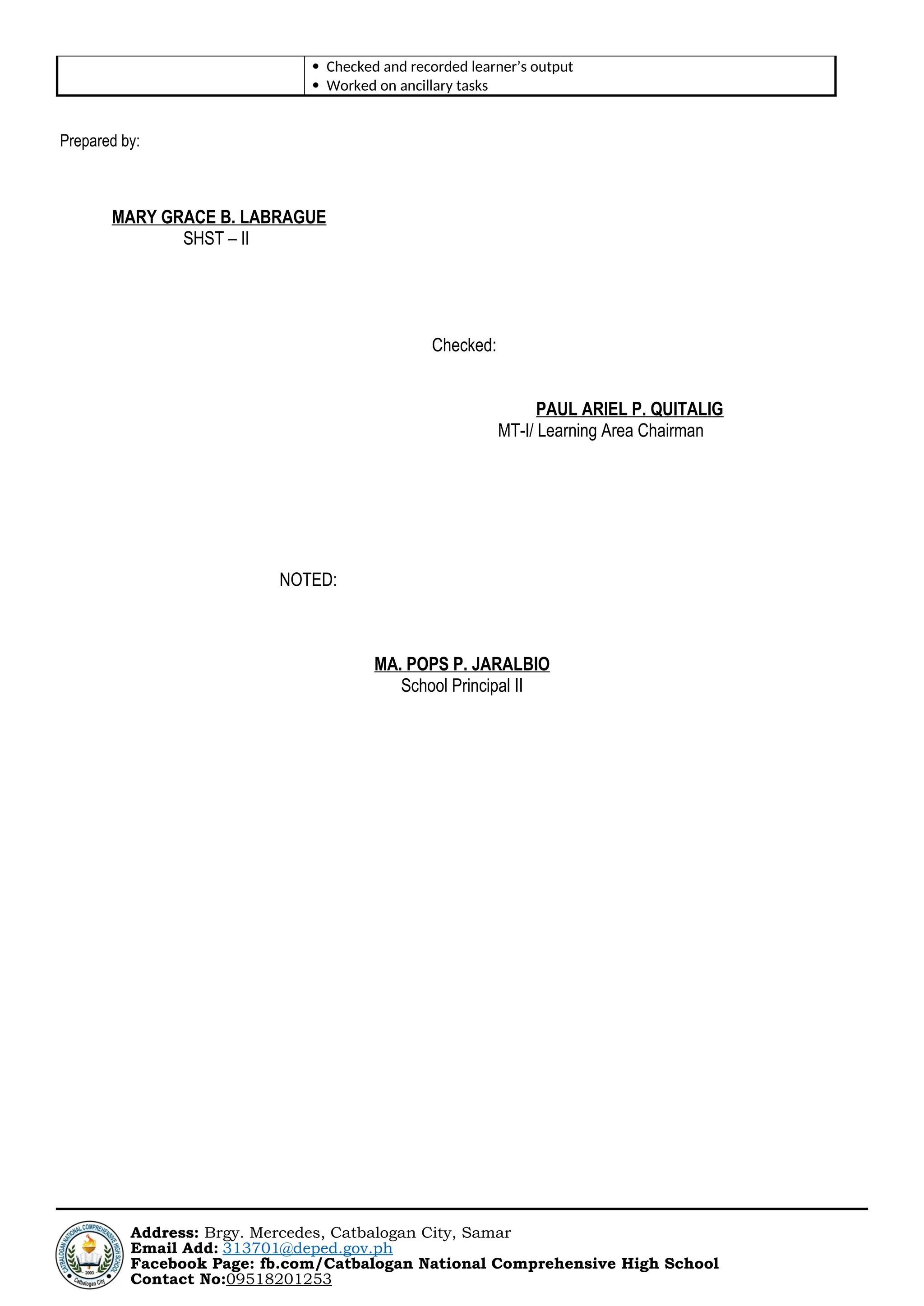 WORK WEEK PLAN AND INDIVIDUAL DAILY ACCOMPLISHMENT REPORT | DOCX