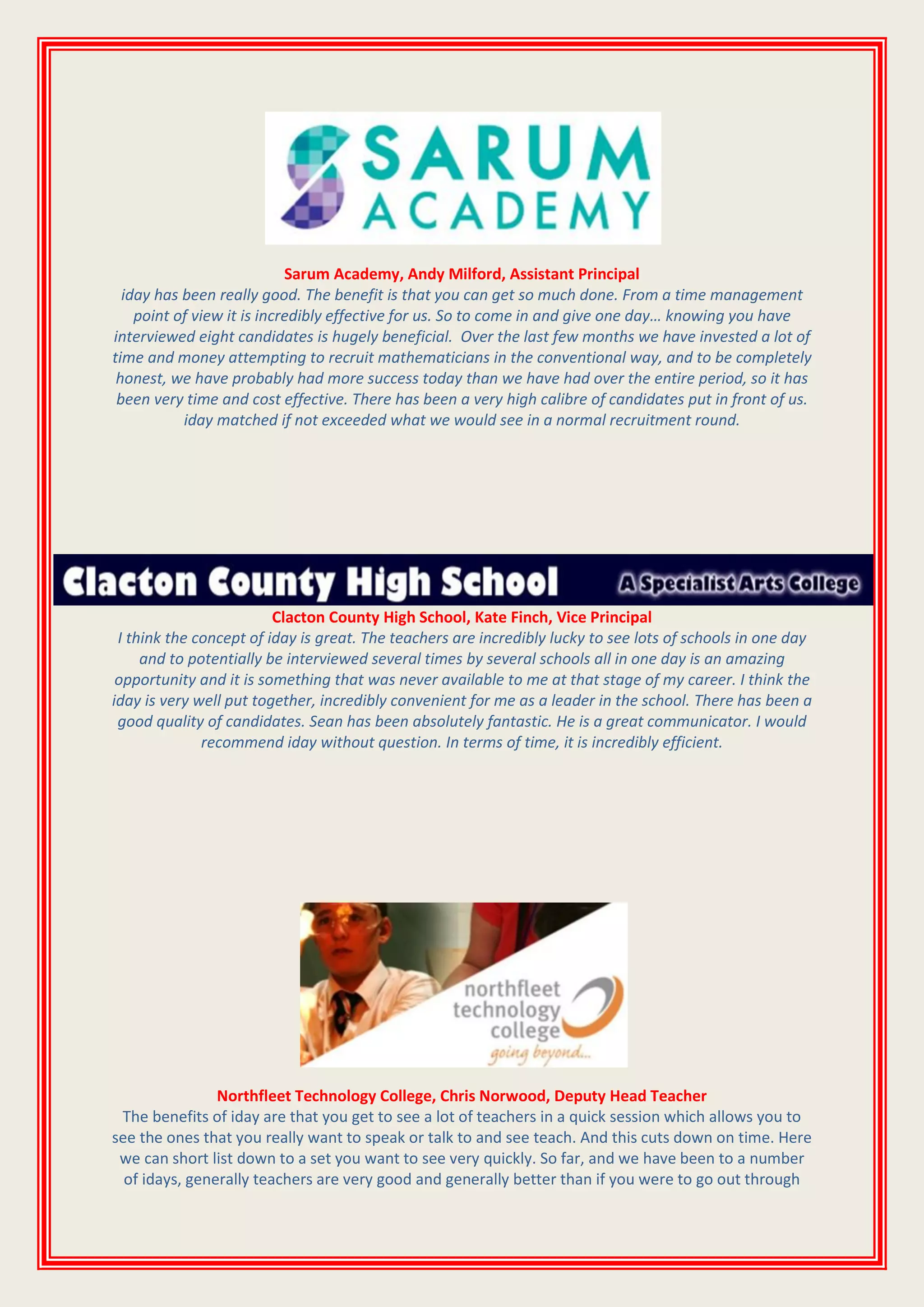 iday school testimonials | PDF