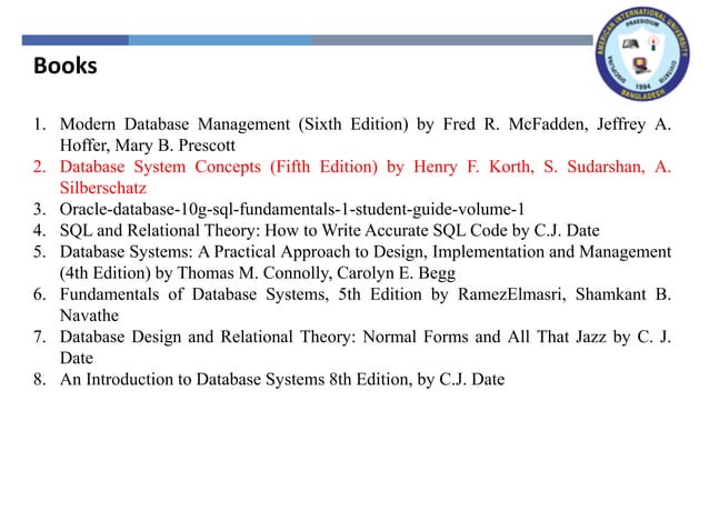 Introduction to Databse . slide of AIUB. | PDF