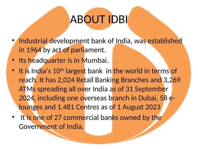 IDBI BANK.pptx IDBI bank industrial development bank | PPT