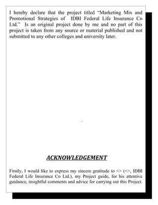 Idbi federal life insurance co ltd. | DOC