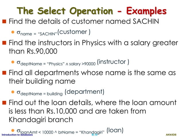 Introduction to database-Formal Query language and Relational calculus ...
