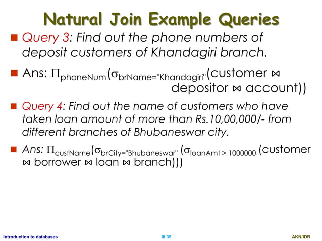 Introduction to database-Formal Query language and Relational calculus ...