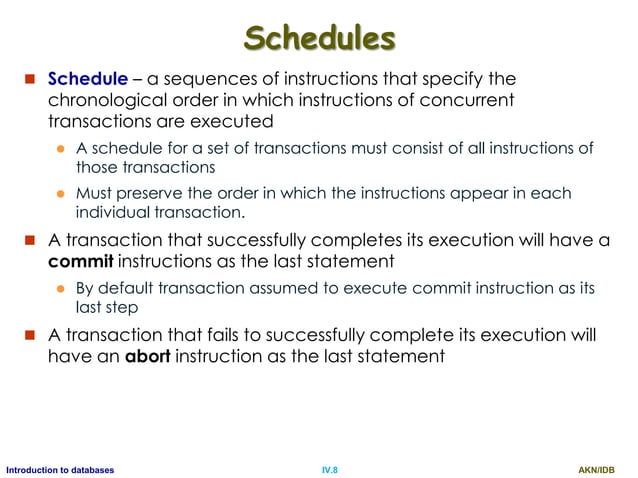 Introduction To Database Transaction Concurrency And Recovery Pdf
