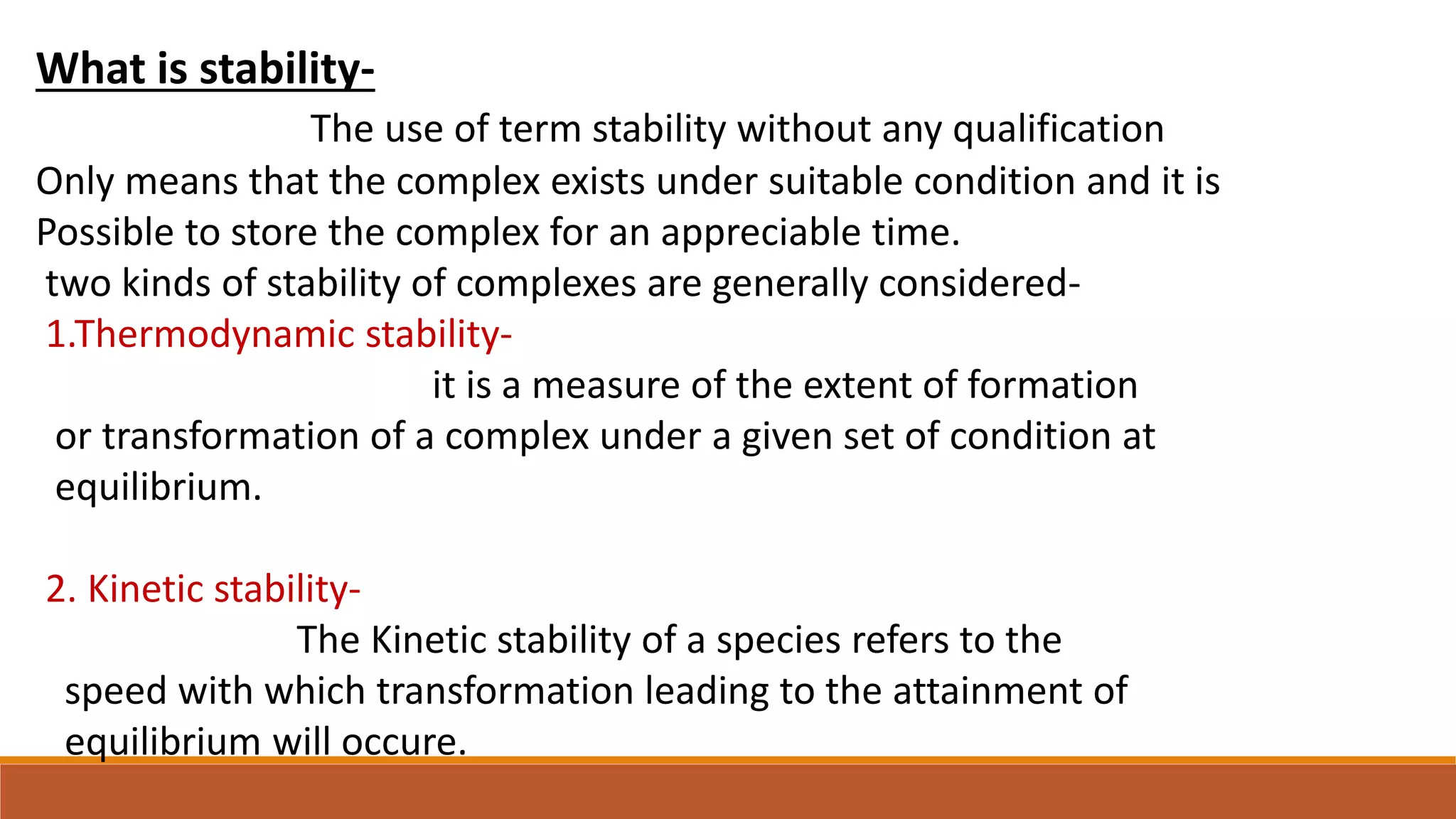Factors affecting stability of metal complexes | PPT