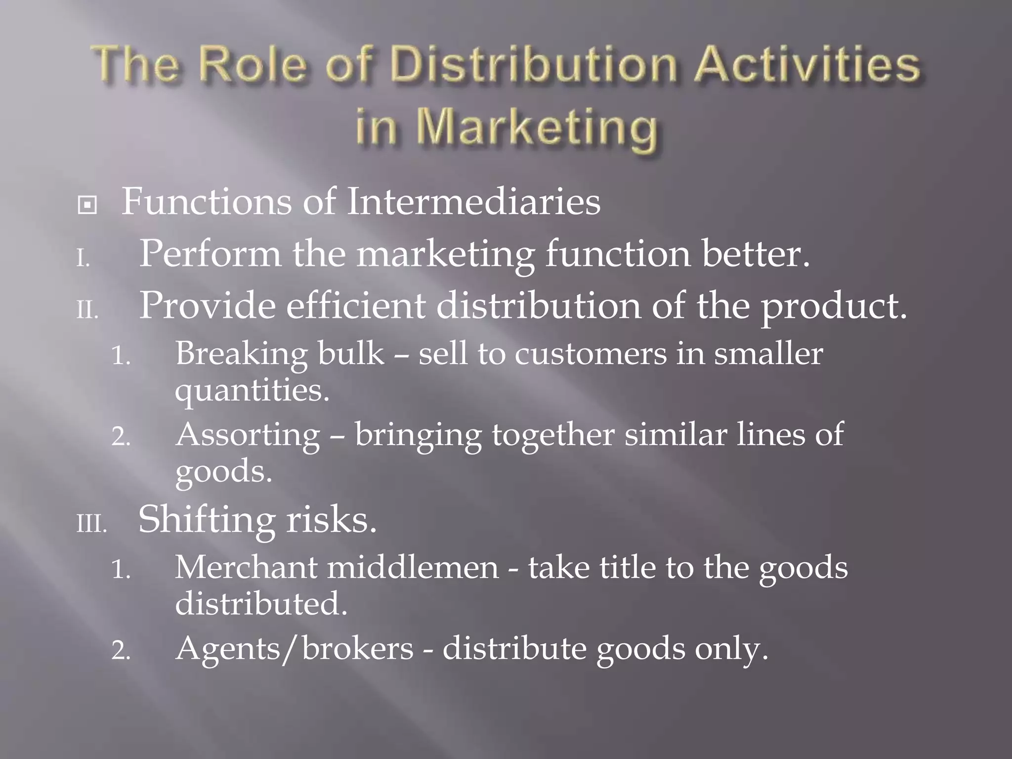 International distribution system: International distribution channels ...