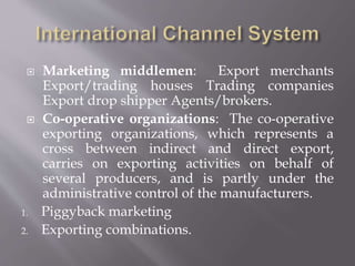 International distribution system: International distribution channels ...