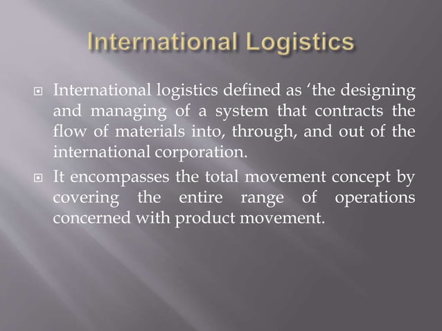 International distribution system: International distribution channels ...