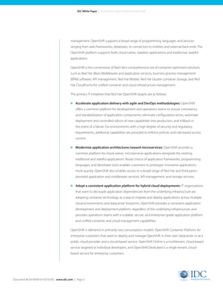 Idc business-value-of-openshift | PDF | Cloud Computing | Internet