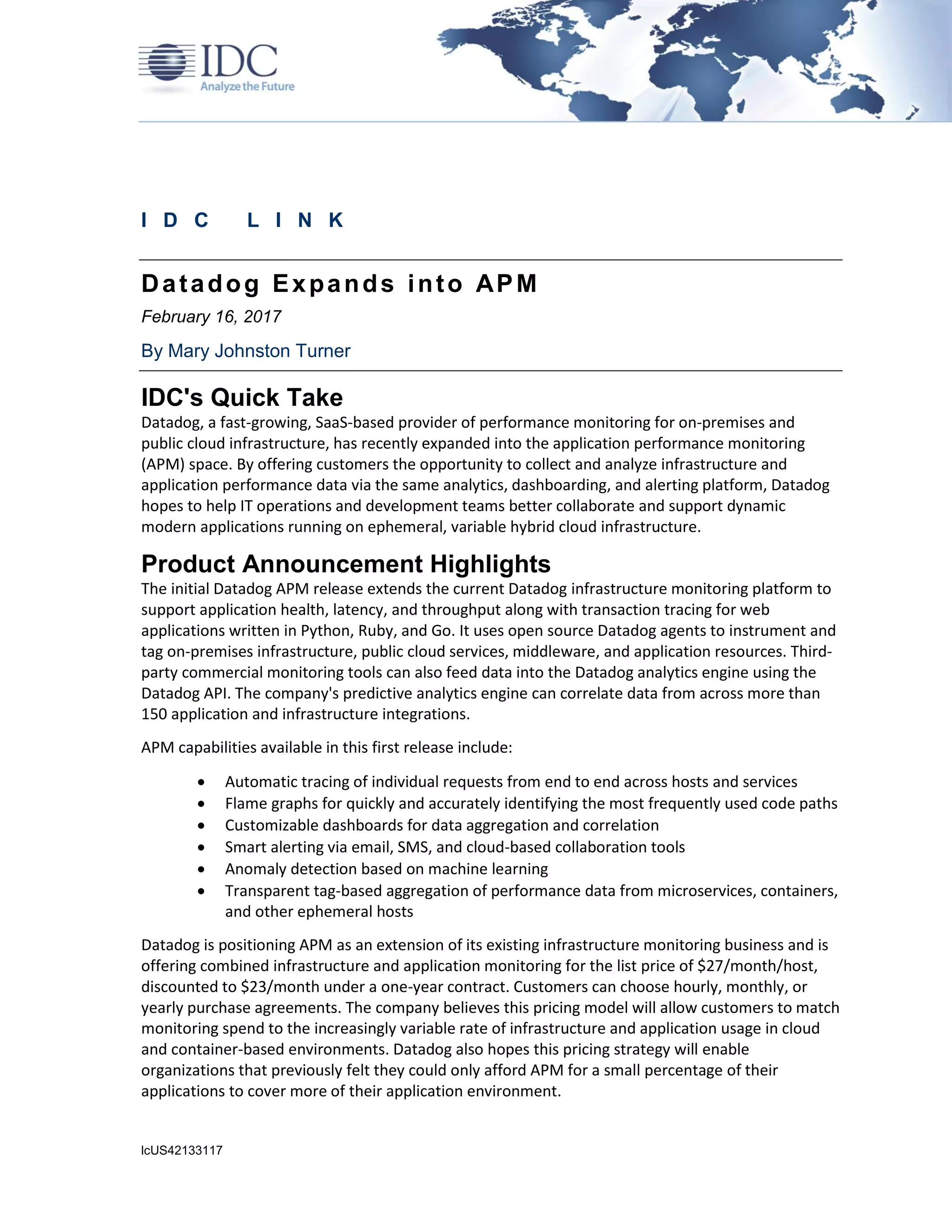 Idc datadog-expands-into-apm | PDF